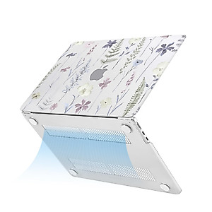 MOSISO Compatible with MacBook Air 13.6 inch Case 2022 2023 2024 Release M3 A3113 M2 A2681 with Touch ID, Plastic Meadow Floral Hard Shell Case & Keyboard Cover Skin & Screen Protector, Transparent