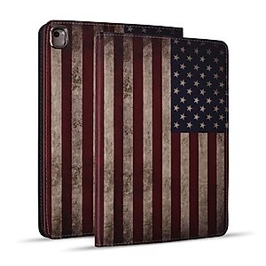 iPad Mini 5 Case, Mini 4 Case, iPad Mini 1/2/3 Case, Protective Leather Case, Adjustable Stand Auto Wake/Sleep Smart Case for iPad Mini 5th/4th Gen 7.9 inch - Vintage USA American Flag