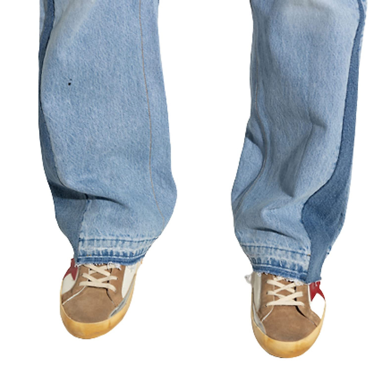 Golden Goose Super-Star Leather Upper with Signature Embroidery Leather Star Suede Heel Mens Distressed Sneakers - 40 White