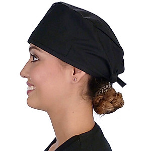 Sparkling EARTH Solid Black Unisex Classic Surgical Style Scrub Working Cap - 100% Cotton - Made in The USA!
