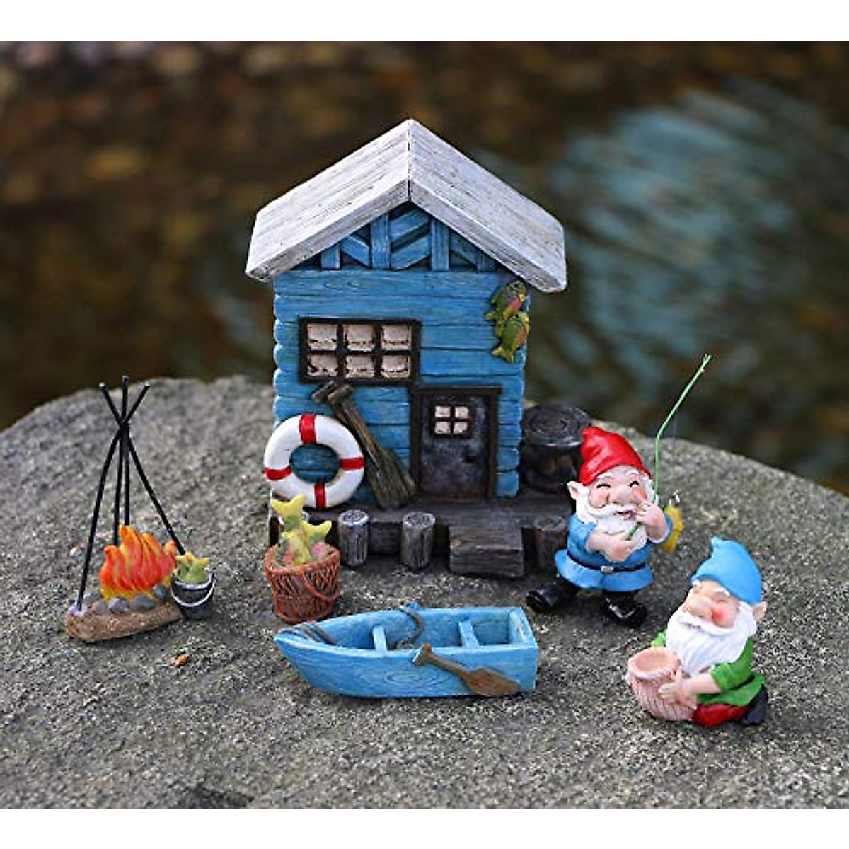 BangBangDa Miniature Fairy Garden Gnomes Decoration – Small Figurines Statue Accessories Gnome House for Outdoor Indoor Home Yard Patio Decor Ornaments Kit Fence Mushroom