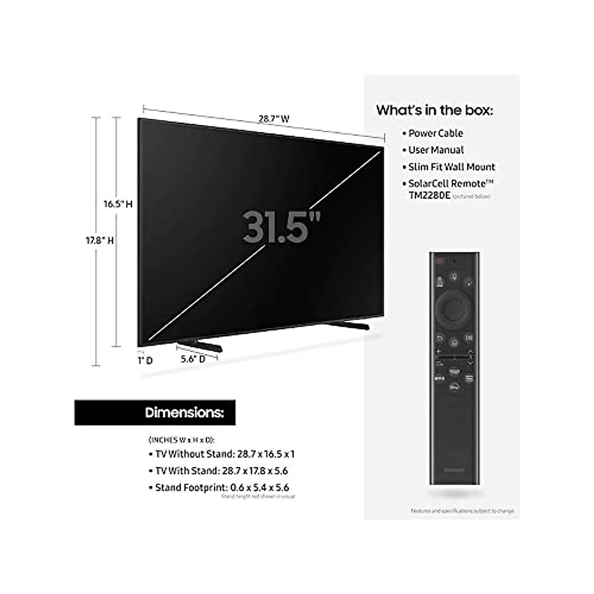 SAMSUNG QN32LS03BBFXZA 32 inch The Frame QLED 4K UHD Quantum HDR Smart TV 2022 (Renewed) Bundle with 2 YR CPS Enhanced Protection Pack