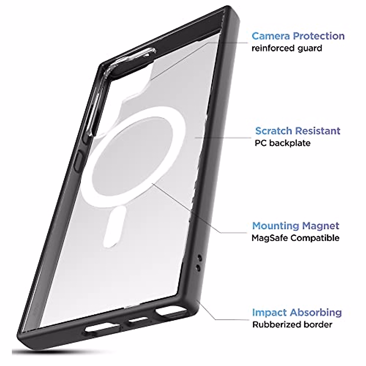 Encased 2-in-1 Magnetic Wireless Charger with Case for Samsung Galaxy S23 Ultra - MagSafe Compatible Charger is Included (2023 Ultra-6.8") Clear