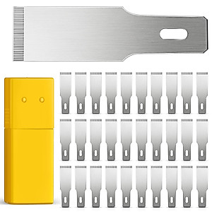 Size 18 Chiseling Blades SK5 Knife Blades No Handles Knife Square Blade Carbon Steel Chisel Tip Knife Blade with Plastic Storage Boxes for Craft Carving Chiseling Shaving Cutting (30 Pack)