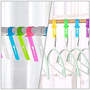 Cabilock 40Pcs Windproof Scratch Hanger Hook Clothes Drying Rack Fixed Buckle Rope Hanging Clothesline Windproof Hanger for Indoor Outdoor