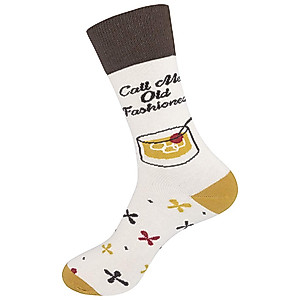 FUNATIC Call Me Old Fashioned Whiskey Novelty Crew Sock for Adult Men and Women | Sophisticated Gentleman Gift Idea with Saying | Best Whisky Glass Art Apparel | Classy Drinker Holiday Party Accessory