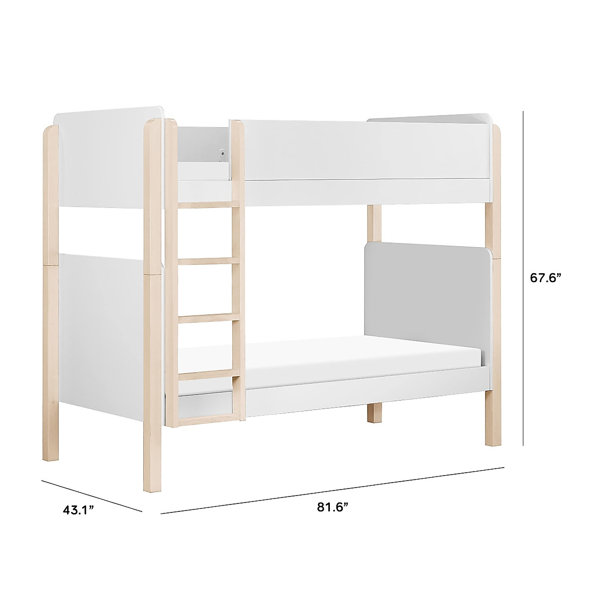 Babyletto Tiptoe Bunk Bed in White and Washed Natural