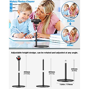 Etour Webcam Desk Mount Stand with 360° Ballhead, Heavy Base Height Adjustable Compatible with Logitech Webcam C920 C922 Brio 4K, and Other Webcam with 1/4" Thread for Live Streaming/Video Calling