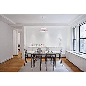 2xhome Set of 4 Large Size – Smoke Crystal Mid Century Modern Contemporary Ghost Side Chair No Arms Wheels Armless with Back Transparent Guest Work