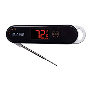 InstaTrack Folding Digital Instant Read Meat Food Grill BBQ Kitchen Cooking Thermometer with Folding Probe, White