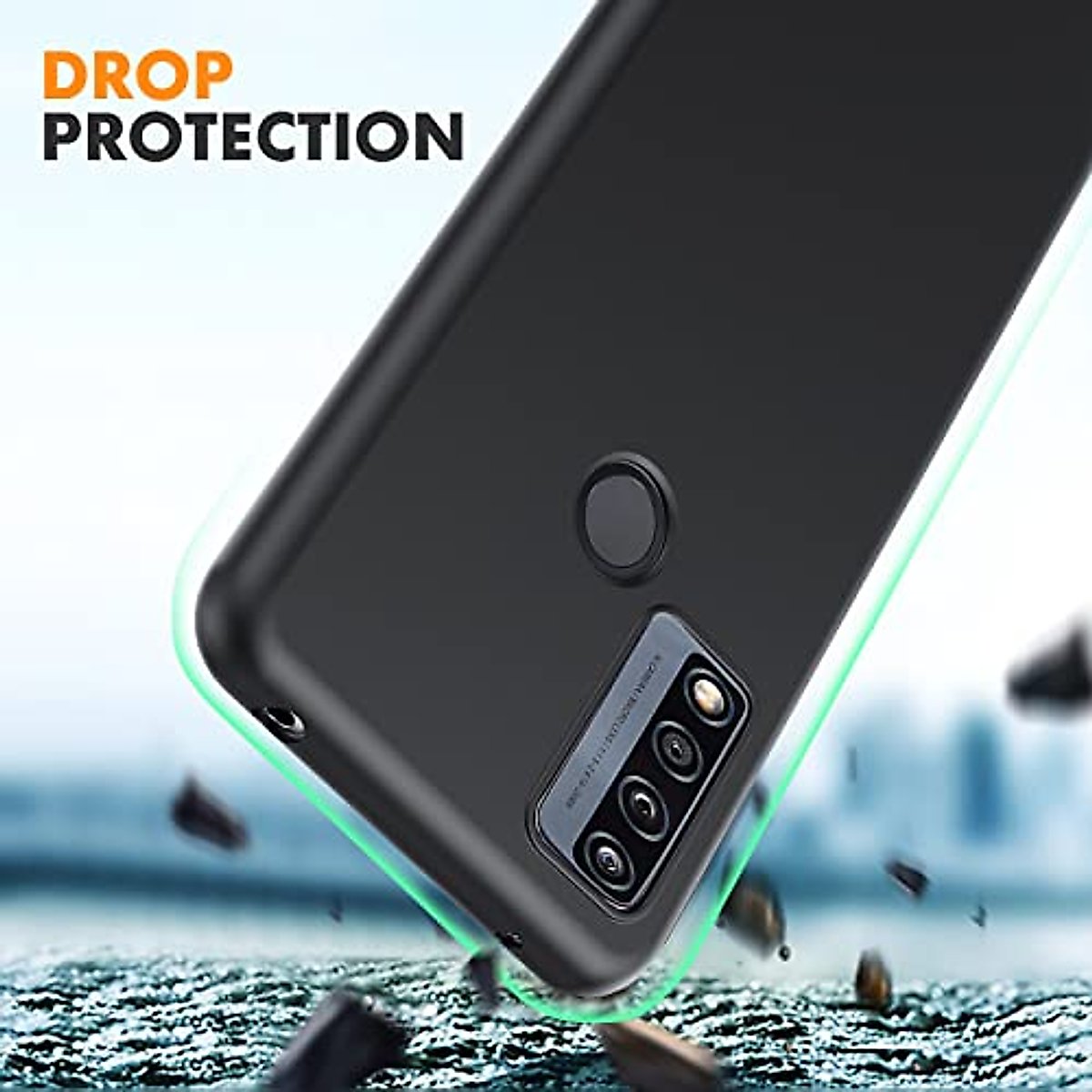 Dioxide Compatible for TCL 4X 5G Phone Case with Screen Protector, Soft TPU Silicone Case Shockproof Non-Slip Camera Protective Case Slim Cover for TCL 4X 5G Phone Case, Black