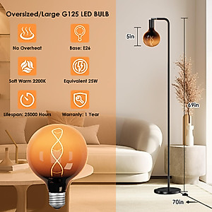 YIKBIK Modern Floor Lamps with Light Bulb, Industrial Floor Lamp for Living Room 5" Light Bulb 69" Tall Bright Warm White Standing Lamp, E26 Socket, On/Off Foot Switch for Office Bedroom
