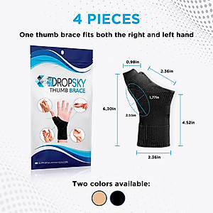 Dropsky Wrist Thumb Support With Gel Pad,Thumb Brace for Arthritis Pain and Support-Thumb Wrist Brace, Arthritis and Carpal Tunnel Pain- Left and Right Hand- Breathable, Lightweight, 4 pack-(Black)