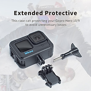 SEASKY 4 in 1 Accessories Kit for Gopro Hero 13/12/11/10/9 Black Extended Protective Case Cage Shell Housing+3Pcs Tempered Glass Screen Protector+Directly Chargeable Side Cover+Lens Cover Cap