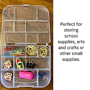 Storage Box, Plastic, Multifunctional 9 Compartments with Lid for Arts, Crafts, School, Household Supplies.