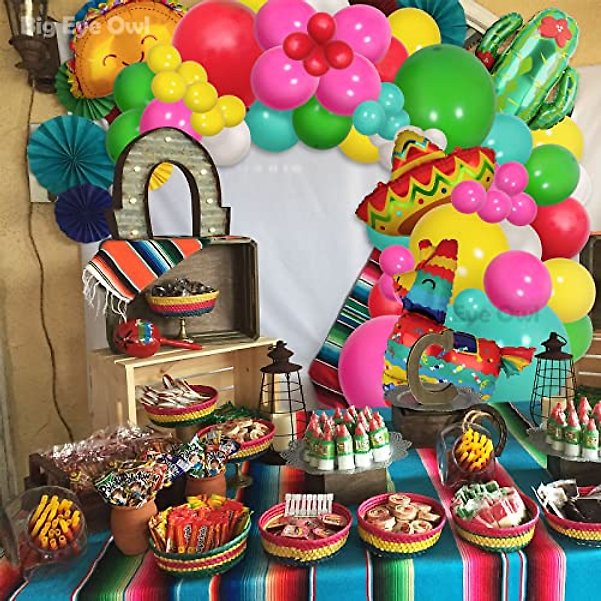 154 Pcs Mexican Fiesta Balloon Arch Garland Kit Party Decorations Cactus Llama Foil Balloons Party Decorations Carnival Cinco De Mayo Sombrero Taco