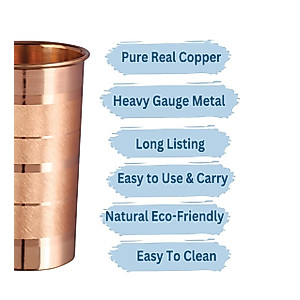 Pure Copper Glass for Drinking Water Set of 4 Tumbler Copper Cup Set for Ayurveda Health Benefits (11.8 Oz)