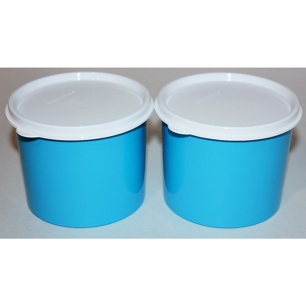 Tupperware Canisters Set of 2 in Blue and White 2.5 Cups Each