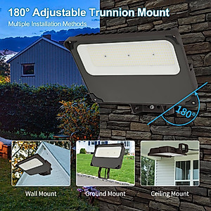 Xbuyee 200W LED Flood Lights with Dusk to Dawn Photocell, Super Bright 24000lm 100-277V 5000K IP65 Waterproof, Adjustable Trunnion Mount LED Parking Lot Light Commercial Area Lighting, ETL Listed