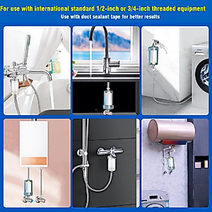 ZHYUUAX 1 Micron Shower Filter, in line Water Filter, Washing Machine Filter System, Composite Carbon Cartridge Double Filtration, Removal of Chlorine and Fluoride-Improve Cough+2 pcs connectors