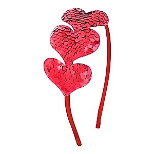 Valentine Headband Glitter Heart Hair Band Red Love Sequin Valentine's Day Hair Accessories for Girls Women Birthday Party New Year Wedding Celebration Gift