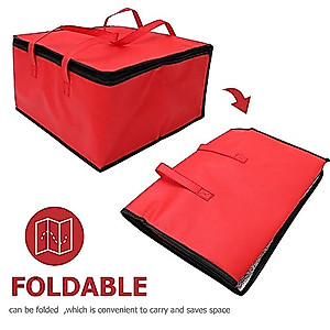 Luxshiny Towel Rack Insulated Reusable Grocery Bag Thermal Delivery Bag Insulated Pizza Shopping Tote Food Delivery Cooler Bags Hot and Cold Delivery Tote for Camping Catering Red Groceries