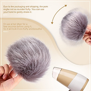 8 Pieces 6 Inch Large Fur Pom Pom Balls for Hats Craft Fur Puff Ball Fluffy Hat Pompom Faux Fur Pompom Balls with Snap Button for Hat Shoes Scarves Bag Charms DIY Crafts (Black, Grey, Brown, White)