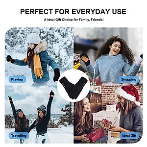 Gloves for Women, Winter Gloves Women Warm Merino Wool Cable Knit with Thick Thermal Thinsulate Lined, Gloves for Cold Weather with Touchscreen Fingers Anti-Slip (Black)