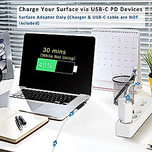 BINZET [Updated] 15V 3A Surface Connect to USB-C Charging Adapter, Compatible for Microsoft Surface Pro 7/6/5/4/3, Surface Laptop/Go/Book [1 Pcs Only]