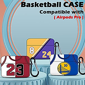 Basketball No.8/24 Case for Airpods Pro Cover with Keychain for Sports Fans Boys Men Girls Kids Jersey Cool Fun Design Mamba Spirit Square Case Silicone Protective Compatible with Airpods Pro（2019）