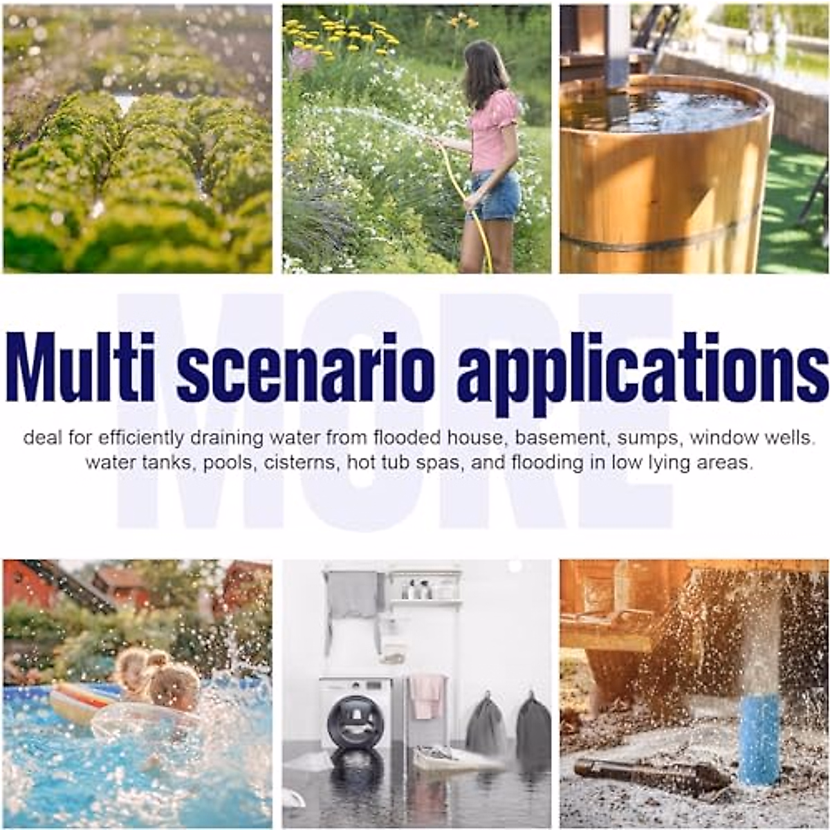 MEDAS 1HP 750W 4623GPH Submersible Sump Pump Electric 3 in 1 Clean/Dirty Water Utility Water Pumps w/Float Switch and Long 16.4ft Cable for Quickly Water Removal Drainage Pool Garden Tub Pond Flood