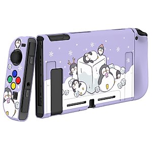 PlayVital ICY Cube Penguin ​Protective Case for Nintendo Switch, Soft TPU Slim Case Cover for Nintendo Switch Joycon Console with Colorful ABXY Direction Button Cap