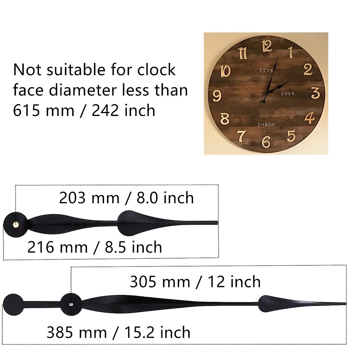 TIKROUND Youngtown High Torque Long Shaft Clock Movement Mechanism with 12 Inch Long Spade Hands