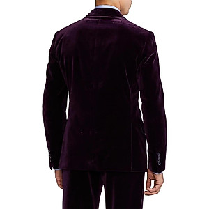 Men's Slim Fit Velvet Blazer Tuxedo 2 Piece Double Breasted Suits for Wedding Prom Grey Size M