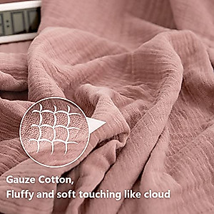 Simple&Opulence Cotton Muslin Throw Blanket for Bed, Couch, Knit Woven Gauze Blanket with Tassels, Soft Lightweight Cozy Pre-Washed Breathable Farmhouse Decoration for All-Season (Dusty Rose)