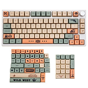 GK GAMAKAY 134 Keys West Cowboy Keycaps, SDA Profile PBT Dye-Sub Keycap Suitable for LK67 TK75 /87/98/104/108 Layout Mx Gateron Switch Mechanical Gaming Keyboard (Wild West Theme)