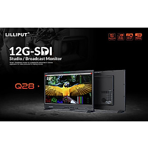 LILLIPUT Q28-ABBP-CC 28" 12G-SDI 12G-SDI and 4K HDMI 2.0 Professional Production Studio Monitor (Gold Mount) Quad-Split Multiview Display HDR and 3D-LUT Support with Carry-on case +Sunhood