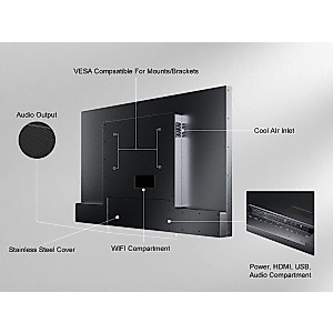 SYLVOX Outdoor TV, 55 inch Waterproof 4K Smart TV, Outdoor Television Support Bluetooth WiFi for Partial Sunshine Areas(Deck Series)