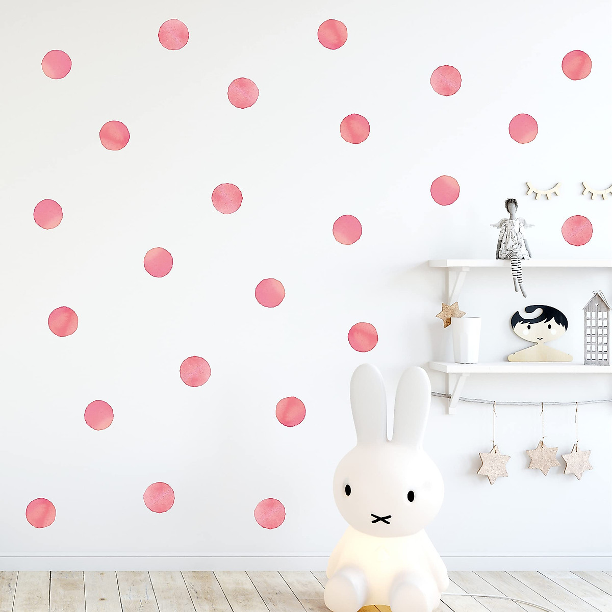 ROFARSO 120 Decals 2.2'' Pink Polka Dots Wall Decals Stickers DIY Removable Peel & Stick Wall Art Decorations Home Decor for Nursery Bedroom Living Room Playing Room