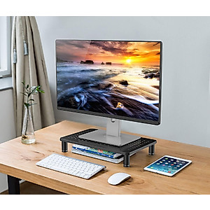 Husky Mounts Monitor Riser Laptop Stand, Adjustable Legs, Stackable, 14.5" x 9.25" x 3.25" Max Height, Matte Black Steel, 1 Stand