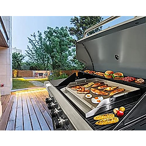 Universal Non-stick Stainless Steel Griddle Pan 16" X 22" for Gas/Charcoal Grills, 4/5/6 Burner Gas Grill Accessory Plancha, Big Size