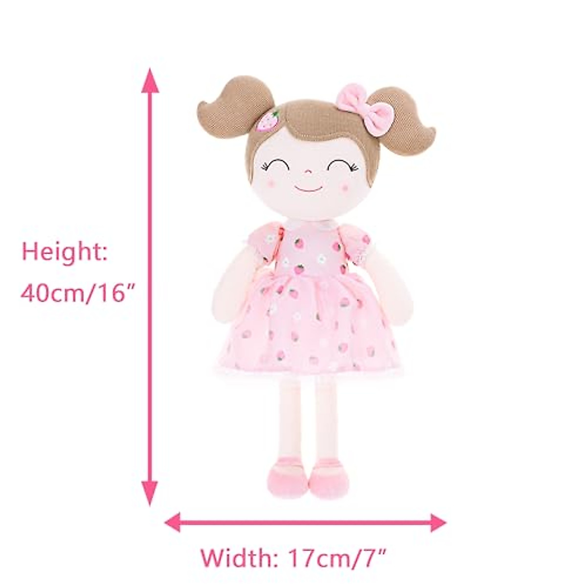 Gloveleya Baby Girl Gift Soft First Baby Doll Plush Doll Strawberry Pink 16" w/Gift Box…