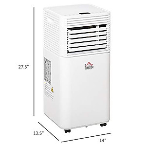 HOMCOM 7000 BTU Mobile Portable Air Conditioner for Cooling, Dehumidifier, and Ventilating with Remote Control, for Home Office, White