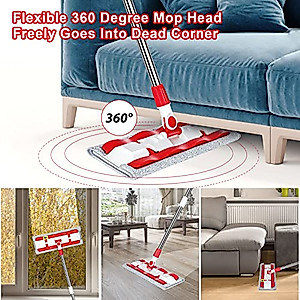 Nolopau Microfiber Hardwood Floor Mop, Microfiber Mops Flat Mop 360°Rotating Wet Dust Mop, with 58&#039;&#039; Stainless Steel Handle for Hardwood Home Office Kitchen Floor Cleaning