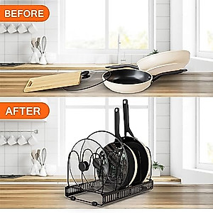 Mallnos Compact Pan Rack Organizer - Space-Saving Solution for Singles - Holds 4 Pans - Premium Iron Construction