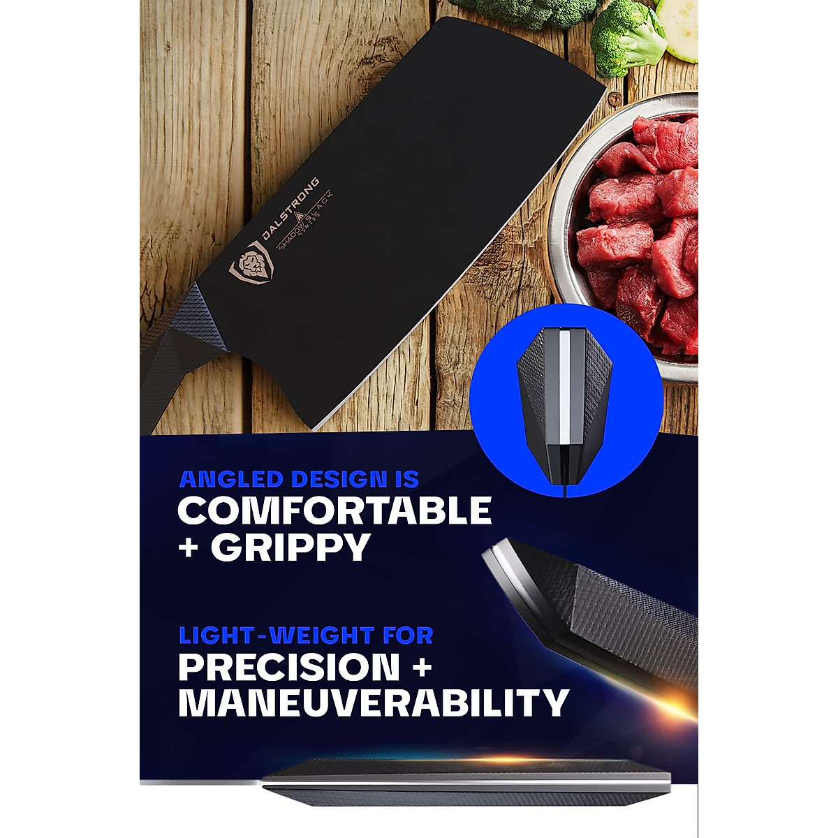 Dalstrong Meat Cleaver Knife - 7 inch - Shadow Black Series - Black Titanium Nitride Coated - High Carbon - 7CR17MOV-X Vacuum Treated Steel - Razor Sharp Kitchen Knife - Sheath - NSF Certified