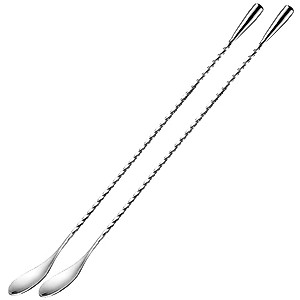KITESSENSU Bar Spoon, 2 Pcs 12 Inches Stainless Steel Cocktail Mixing Spoons With Long Handle, Bartender Bar Stirring spoon for Layering, Stirring, Spiral Pattern