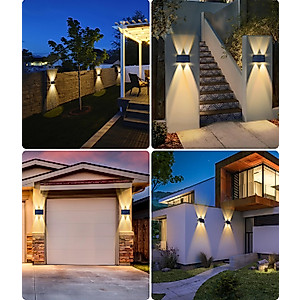 Roopure Solar Fence Light 8 Pack Bundle, Solar Motion Lights Cool White Lighting & Solar Wall Light Outdoor Up and Down Warm Lighting Security and Decorative for Yard Fence Deck Step Wall Porch Garden