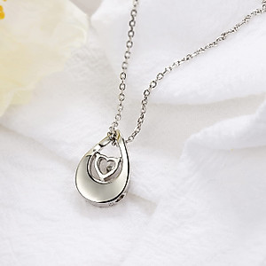 925-Sterling-Silver Teardrop Urn Necklace for Ashes - Hollow Teardrop with Heart Cremation Jewelry Ash Silver Tear Drop Urn Jewelry Water Droplets Urn Necklaces Ashes for Women Teen Girls