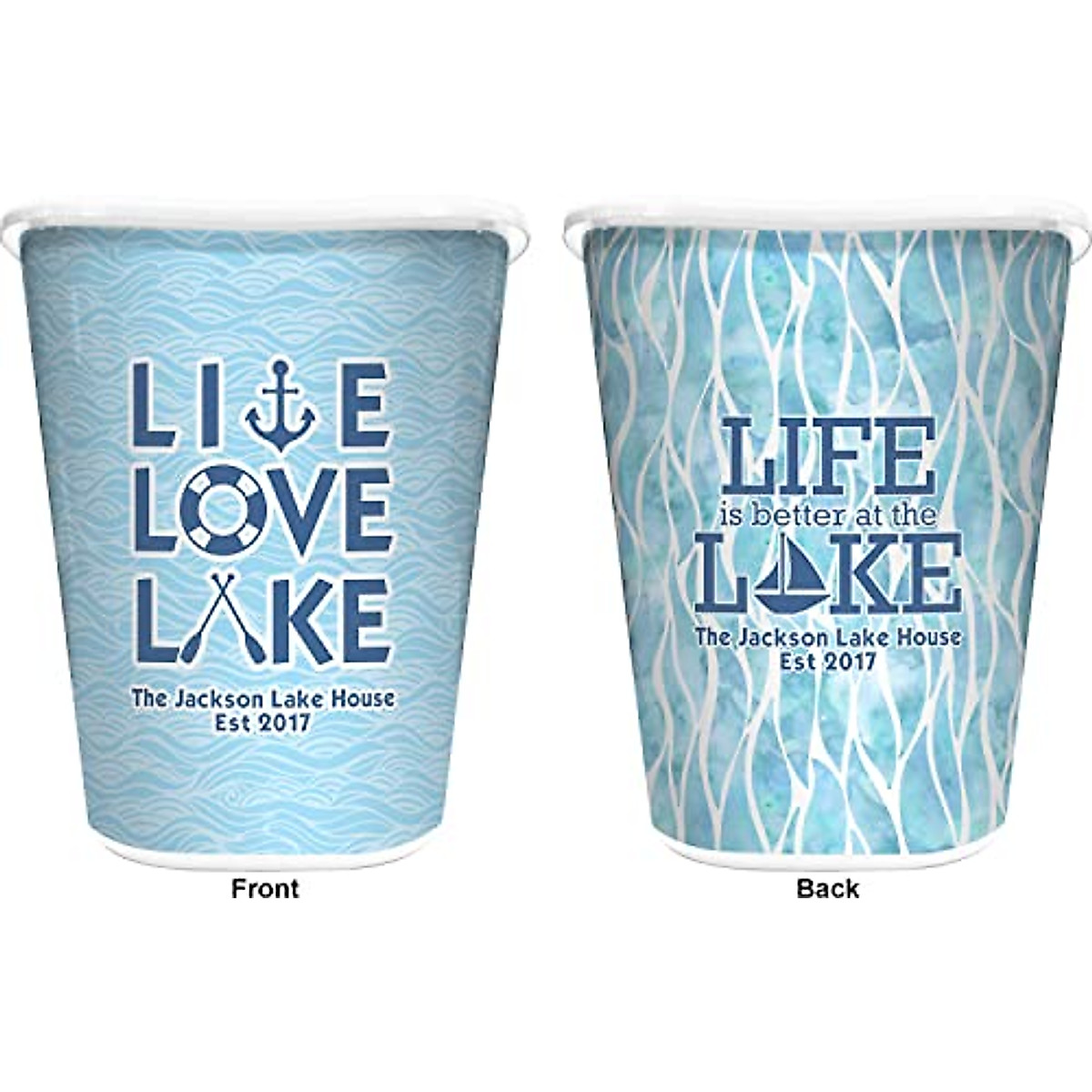 YouCustomizeIt Live Love Lake Waste Basket - Double Sided (White) (Personalized)